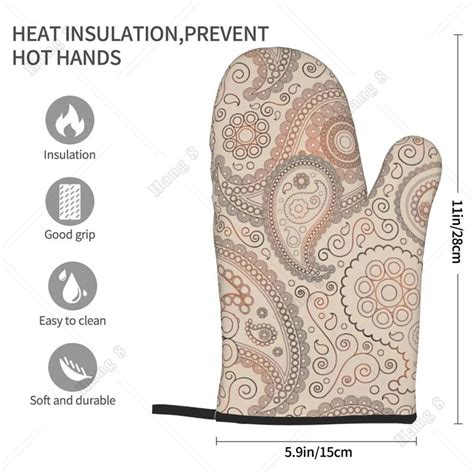 Badu Bg Готварски ръкавици за фурна с мотив пейсли за жени Кухненски ръкавици за микровълнова