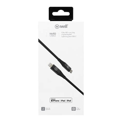 Cabo Mfi Para Usb C Hard Cable Em Tpe Preto Iwill Dura Mais Simples Assim