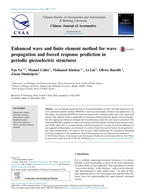 Pdf Enhanced Wave And Finite Element Method For Wave Propagation And Forced Response