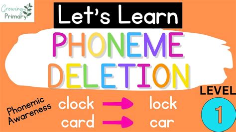 Phoneme Deletion Level 1 Phonemic Awareness Youtube