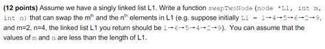 Solved 12 Points Assume We Have A Singly Linked List L1