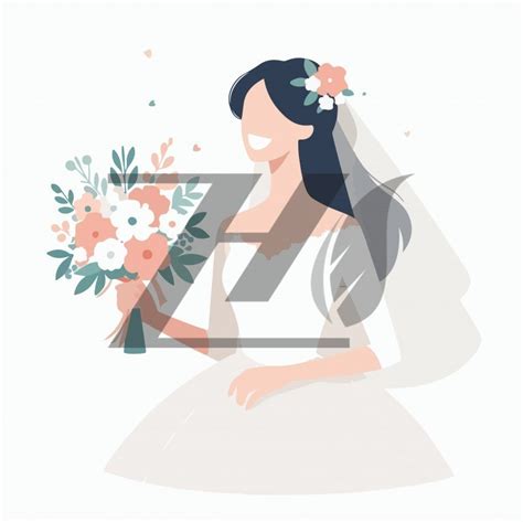 دانلود وکتور تصویر عروس با دسته گل دانلود رایگان فایل لایه باز، Psd