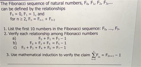 solved the fibonacci sequence of natural numbers fo fi