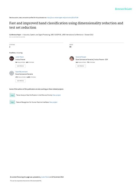 Eurasip Hand Recognition Boughnim Et Al Pdf Image Segmentation Ellipse