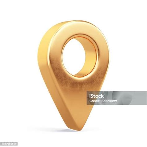 금색 포인터 아이콘 위치 기호입니다 Gps 여행 내비게이션 장소 위치 개념 3d 렌더링 금 금속에 대한 스톡 사진 및 기타 이미지 Istock