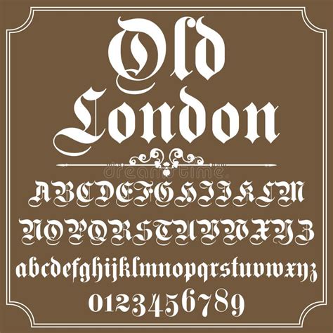 Vintage Label Typeface Named Old London Font Typeface Script Stock