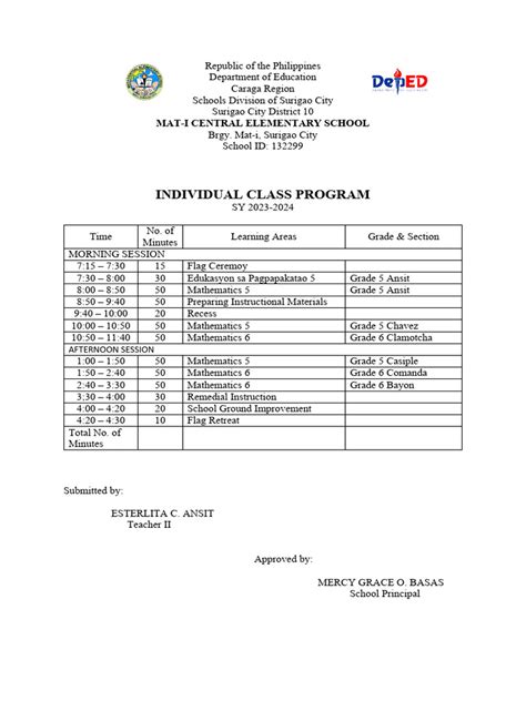 Class Program Pdf Learning Behavior Modification