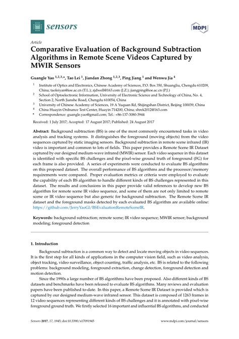 Pdf Comparative Evaluation Of Background Subtraction Algorithms In Remote Scene Videos