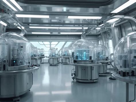 미래 과학 실험실 배경 프리미엄 사진