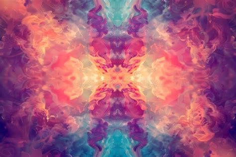 A Vibrant Abstract Digital Artwork Featuring Swirling Colors And Fluid Shapes Stock