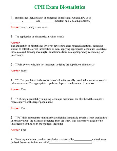 2024 Cph Exam Biostatistics Actual Questions And Verified Answers