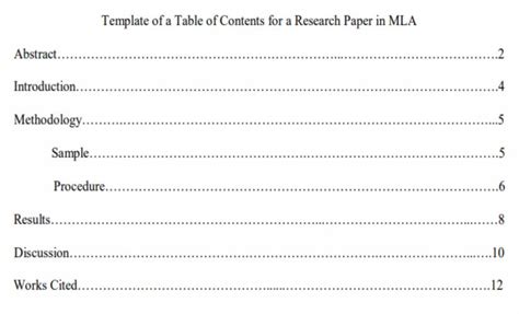 Table Of Contents Example For Research Paper Expresslasopa