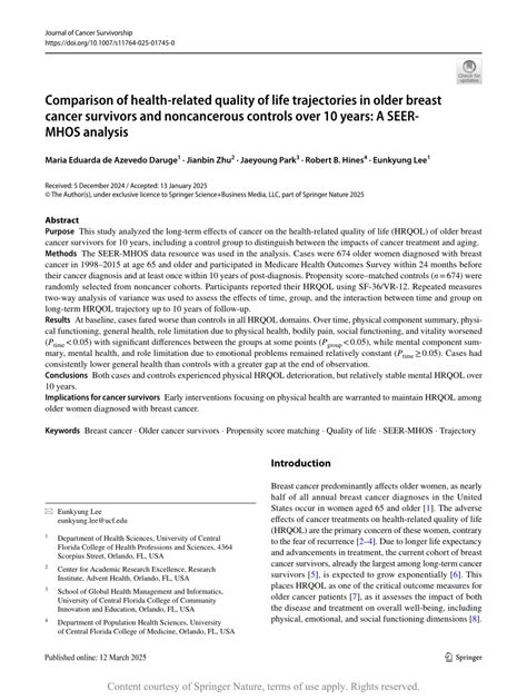 Comparison Of Health Related Quality Of Life Trajectories In Older