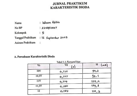 Teknik Elektro Laporan Akhir Forward Bias