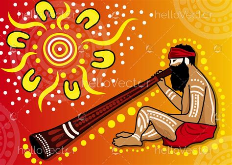 Aboriginal Man Playing A Didgeridoo Download Graphics And Vectors
