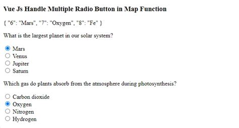 Vue Js Get Multiple Radio Button Value Danatec