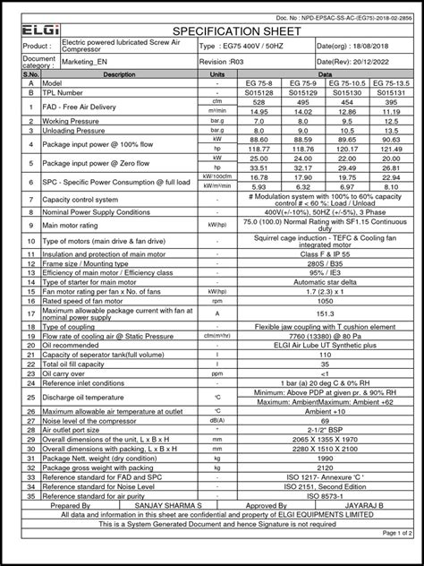 Data Sheet Compressor Pdf Gas Technologies
