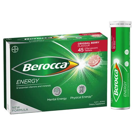 Berocca Energy 45 Effervescent Tablets Original Berry Flavour