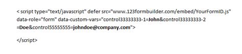 How To Prefill Fields When Embedding A Form 123formbuilder Help