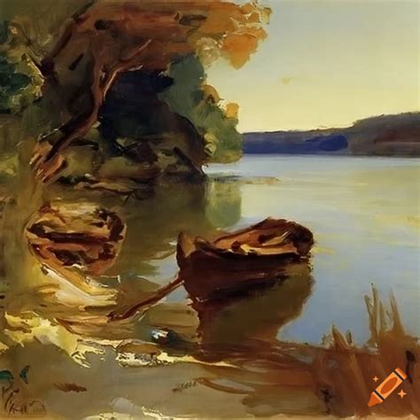 A Lake Landscape Paining By John Singer Sargent