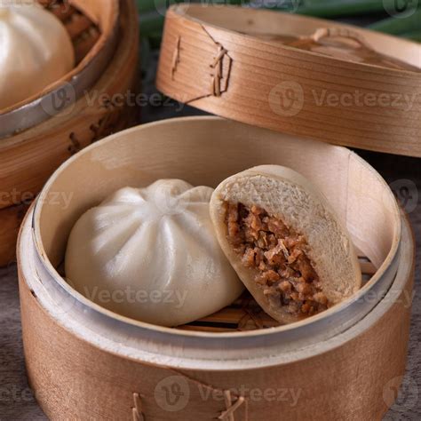 Delicious Baozi Chinese Steamed Meat Bun Is Ready To Eat On Serving