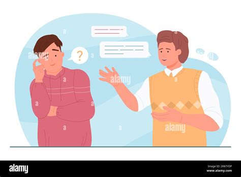 communication problem of people vector illustration cartoon two male characters talking with