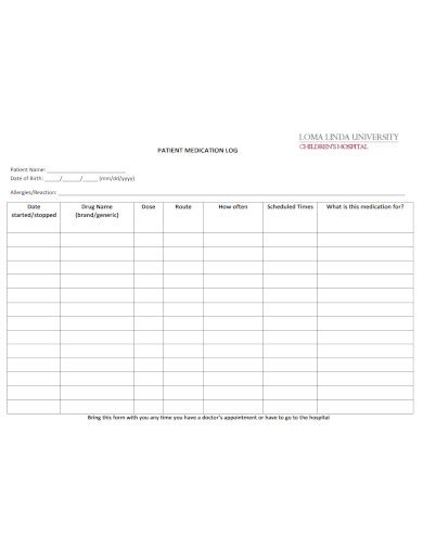 Free 10 Medication Log Samples In Pdf