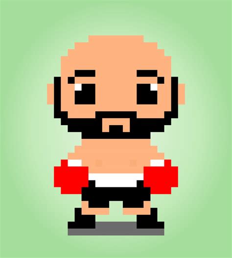 8 Bit Pixel Of The Boxer Character Human Pixels In Vector Illustration For Game Assets Or Cross