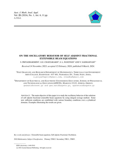 Pdf On The Oscillatory Behavior Of Self Adjoint Fractional Extensible Beam Equations