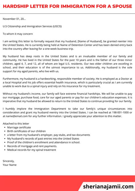 Hardship Letter For Immigration Guide Free Samples Sheria Na Jamii