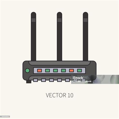 라인 플랫 컬러 벡터 컴퓨터 부품 아이콘 무선 라우터 만화입니다 디지털 게임 및 비즈니스 사무실 Pc 데스크톱 장치입니다 혁신 가제트입니다 Fi입니다 일러스트 레이 션 및