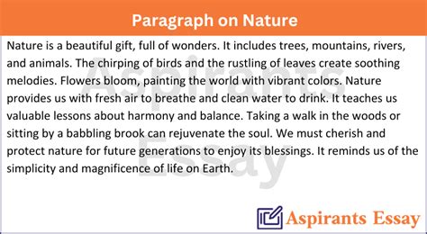 Paragraph On Nature In English 100 150 200 250 Words