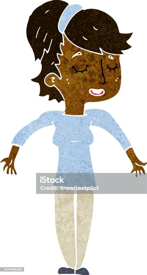 말풍선이 있고 어깨를 으쓱하는 여자 친근하다 낙서 드로잉에 대한 스톡 벡터 아트 및 기타 이미지 낙서 드로잉 등장인물