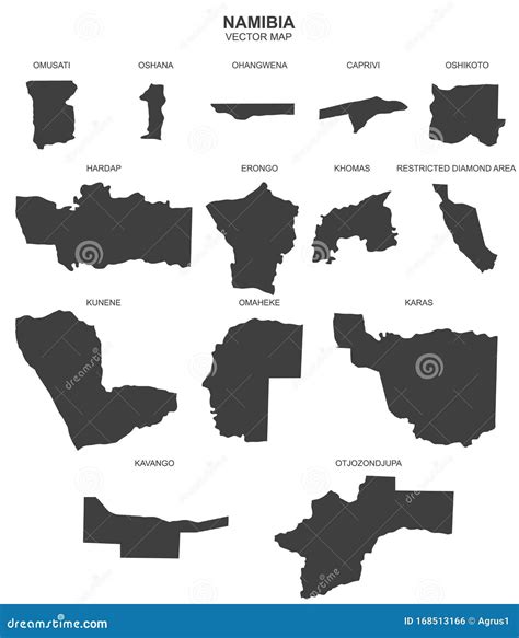 Political Map Of Namibia Isolated On White Background Vector Illustration