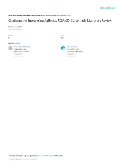 challenges of integrating agile and ux ucd systematic literature