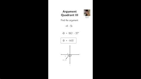 Complex Numbers Argument In Quadrant Iii Youtube