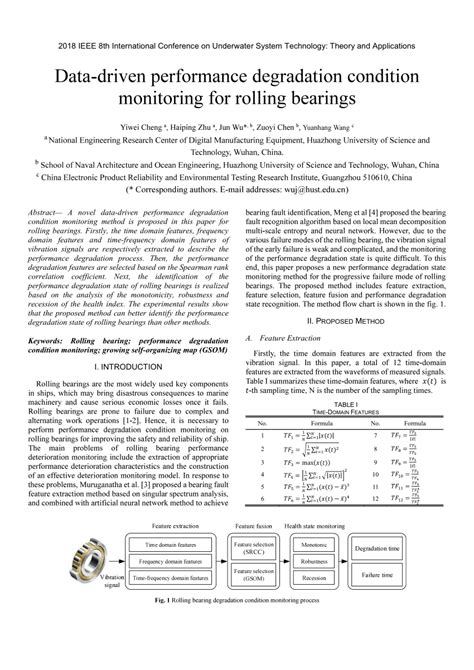 Pdf Novel Data Driven Performance Degradation State Monitoring Of Rolling Bearing