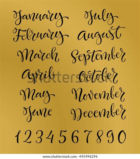 Vector Set Calligraphic Calendar Hand Drawn Vector De Stock Libre De Regalías 445496296