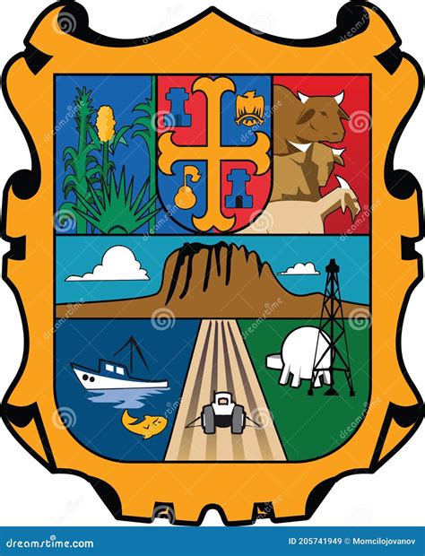 Escudo De Armas Del Estado De Tamaulipas Ilustración Del Vector