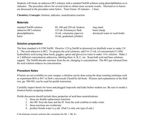 Acid Base Titration Experiment Report Whitneykruwbrewer