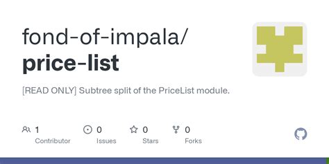 GitHub Fond Of Impala Price List READ ONLY Subtree Split Of The