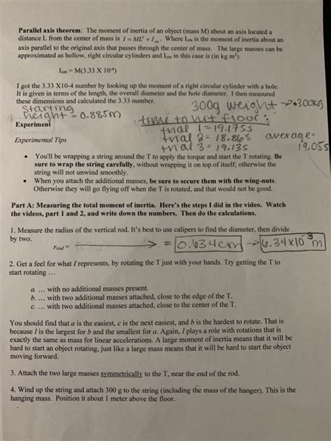 Solved Lab Moment Of Inertia And Angular Acceleration Chegg