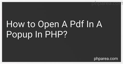How To Open A Pdf In A Popup In PHP In