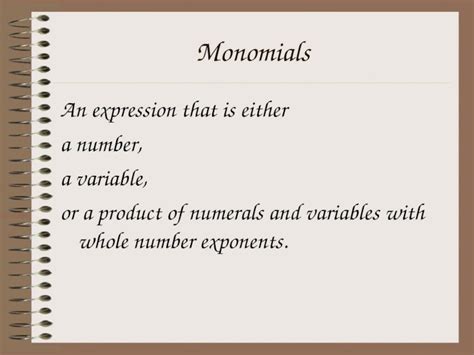 Ppt Monomials An Expression That Is Either A Number A Variable Or A