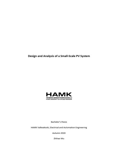 Design And Analysis Of A Small Scale Pv System Pdf Photovoltaic System Photovoltaics