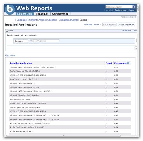get installed applications reporting bigfix forum