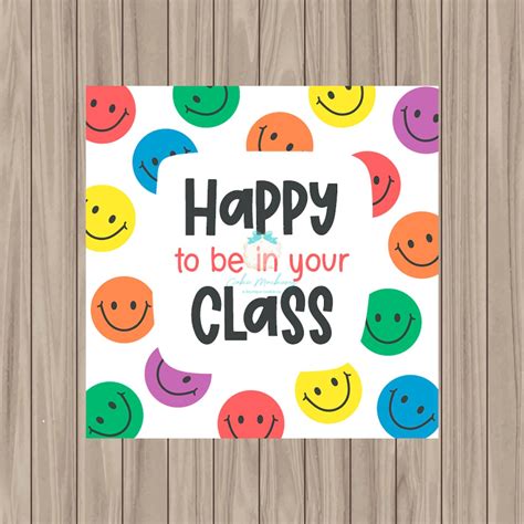 Printable Tag Happy To Be In Your Class Bright Colors 2 Square