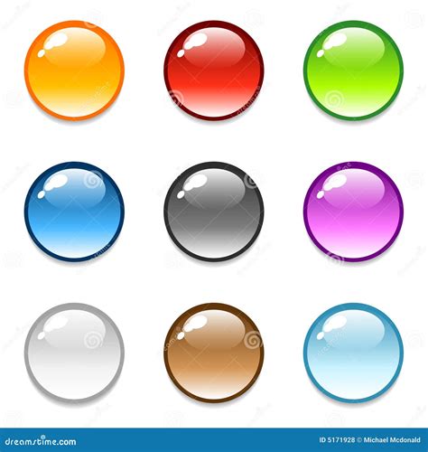 Glossy Round Button Icons Stock Vector Illustration Of Internet 5171928