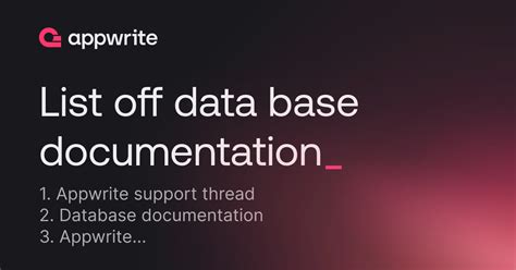 List Off Data Base Documentation Threads Appwrite