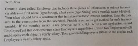 Solved Create A Class Called Employee That Includes Three